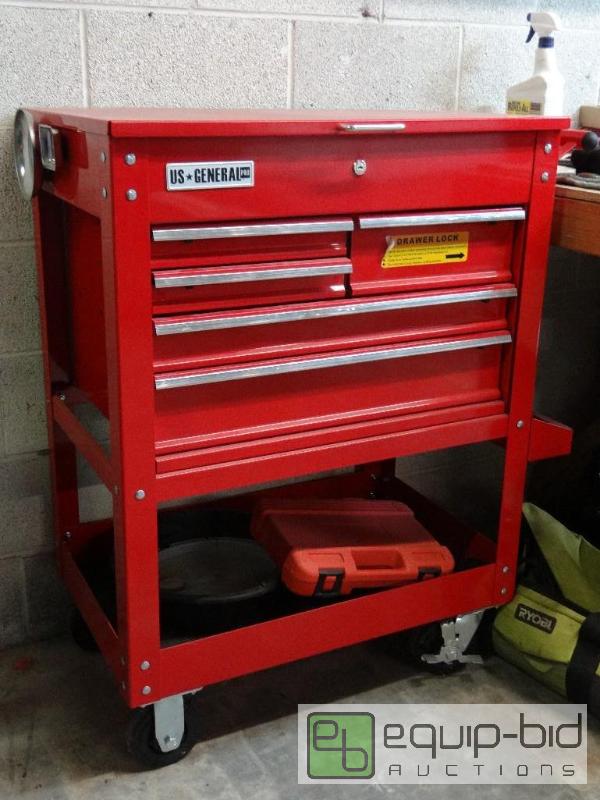 US General Pro Five Drawer Industrial Roller Cart | Construction ...
